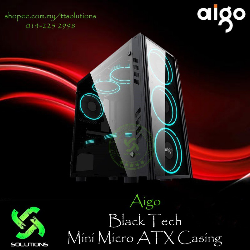 Aigo Black Technology Mini Full Window Case - Front Panel Tempered ...