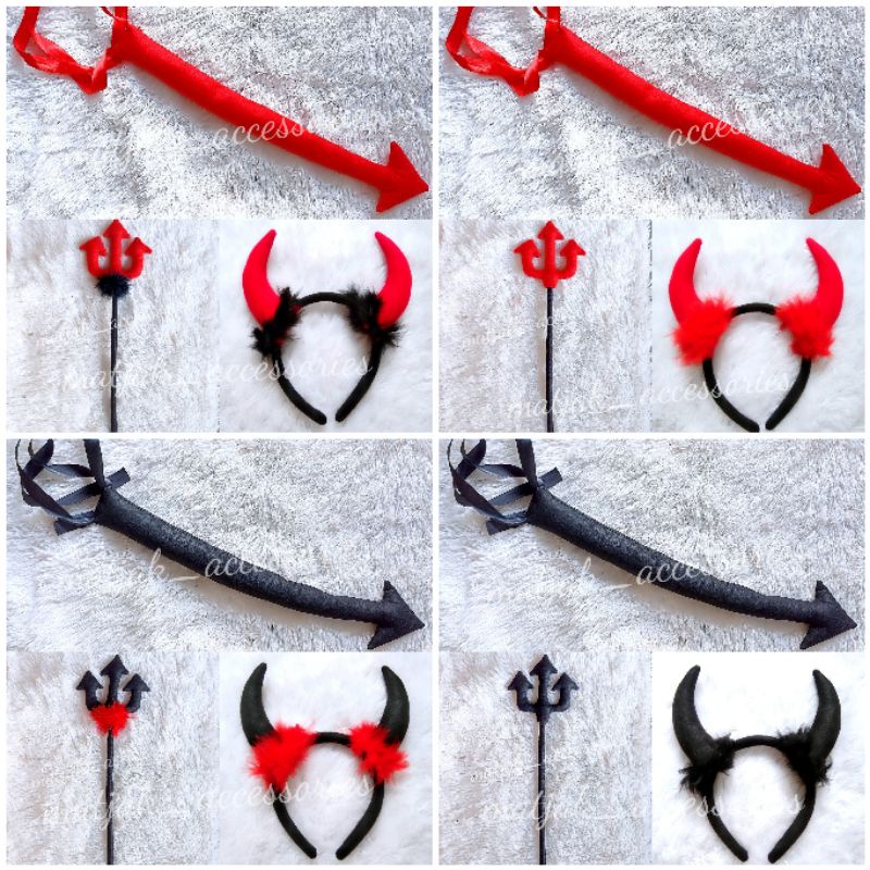 Halloween Costume Tail Stick Headband Devil Devil Devil Evil Cosplay ...