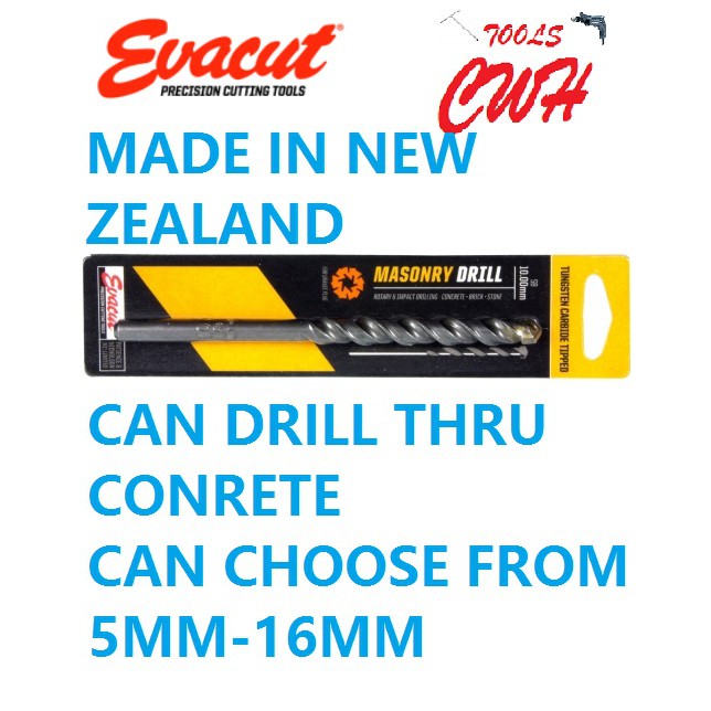 3.5-16MM EVACUT / SUTTON TUNGSTEN CARBIDE TIPPED MASONRY DRILL BIT MATA ...
