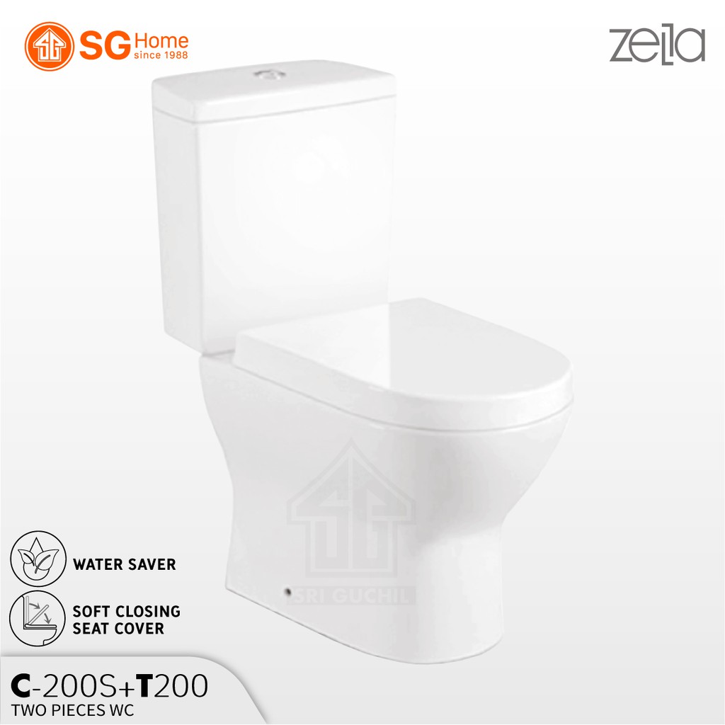 [ZELLA] C200S + T200 Two Piece Toilet Washdown Water Closet (S-TRAP ...