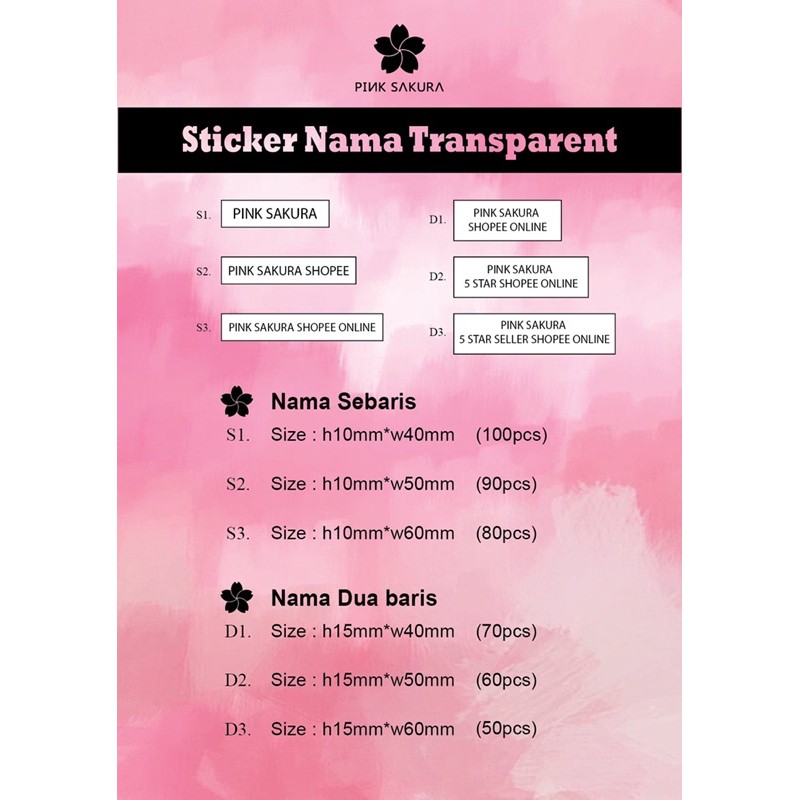 3M Transparent Sticker Nama 🔥 【5 sen sahaja】🔥 | Shopee Malaysia