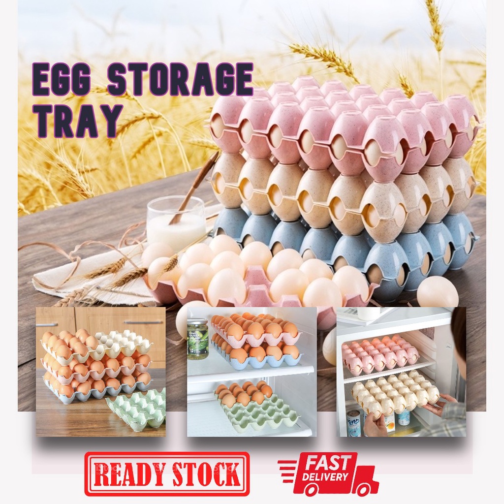 24-grid Stackable Egg Storage Box Egg Tray Bekas Telur 24 Biji | Shopee ...