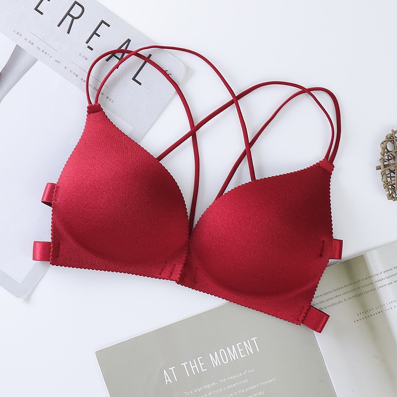 Women's Gather Push Up Bra Sexy Bras /Front Closure Adjustable Cross ...