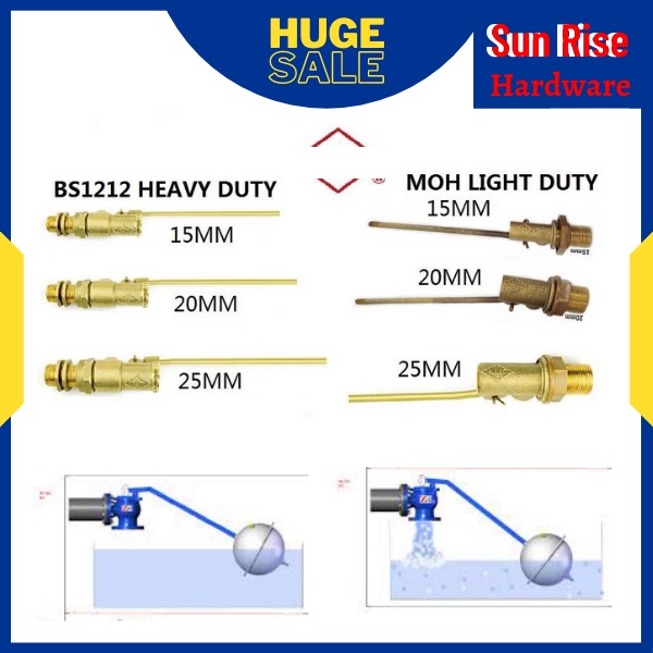 G 1/2" 3/4" 1" / 15MM 20MM 25MM / CITY BRAND BRASS MOH BS1212 FLOAT VALVE LIGHT HEAVY DUTY ...