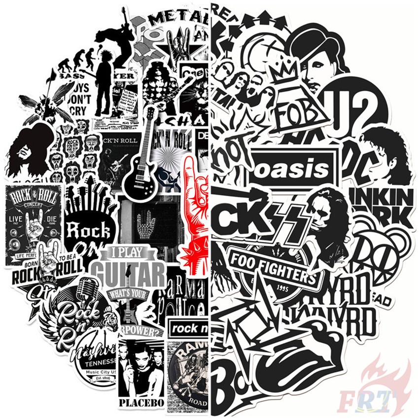 100Pcs/Set Punk HipHop Rock Band . Classical Black & White Color Series ...
