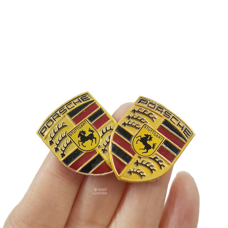 2 x Aluminum Porsche Logo Auto Bike Car Decorative Emblem Badge Sticker ...
