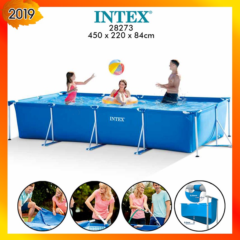 INTEX 4 Sizes Rectangular Frame Pool Set Family Outdoor Swimming Pool ...