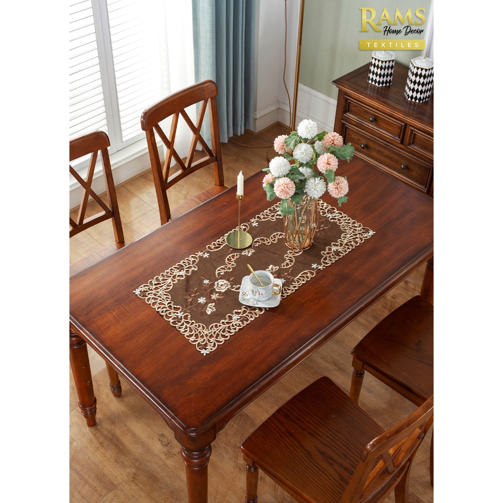 Embroidered Lace Table Runner / Dining Table Runner For 6 8 10 Seater ...