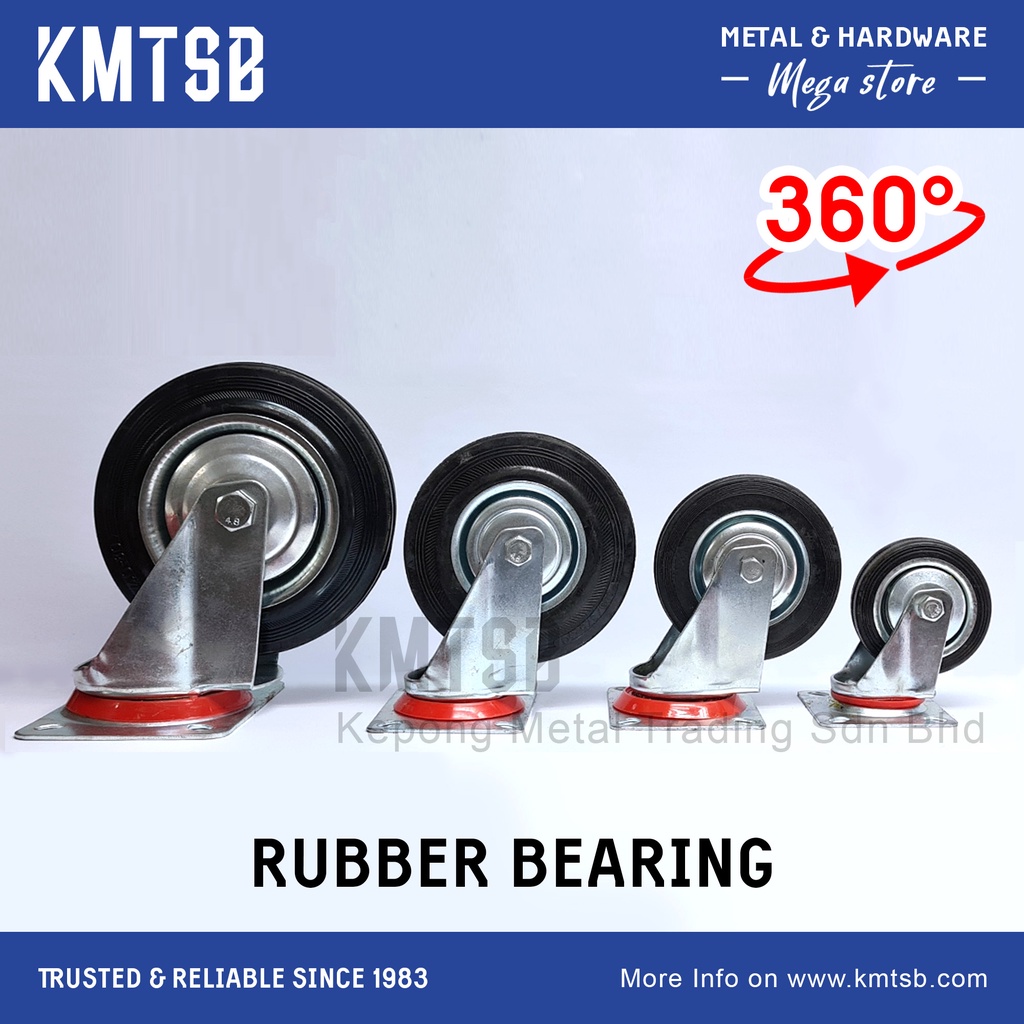 Roller Wheel Rubber Bearing 3 4 5 6 inch with 360 Degree Rotation Auto ...