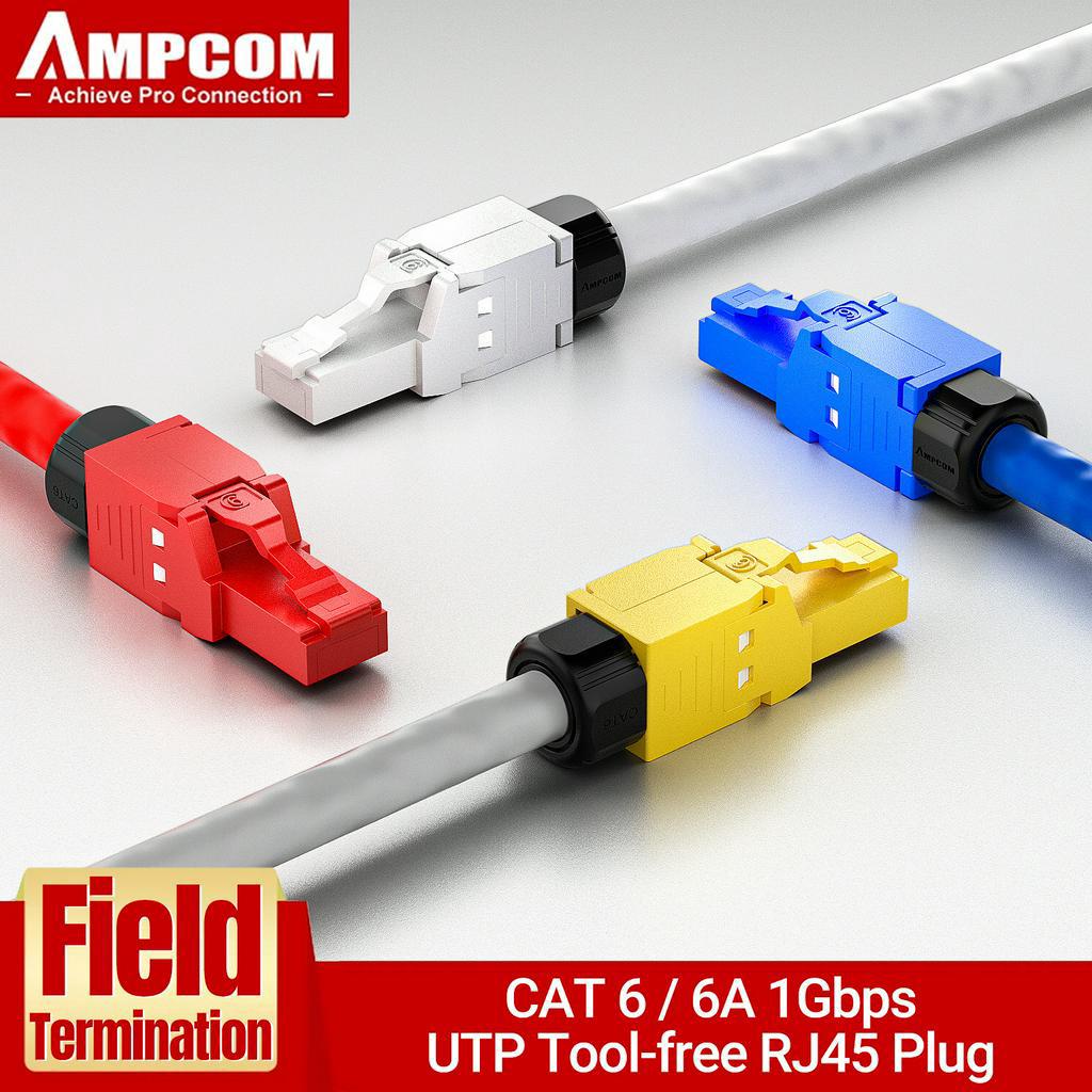 AMPCOM RJ45 Connectors Modular Plug CAT6A CAT6 UTP Network Toolless ...
