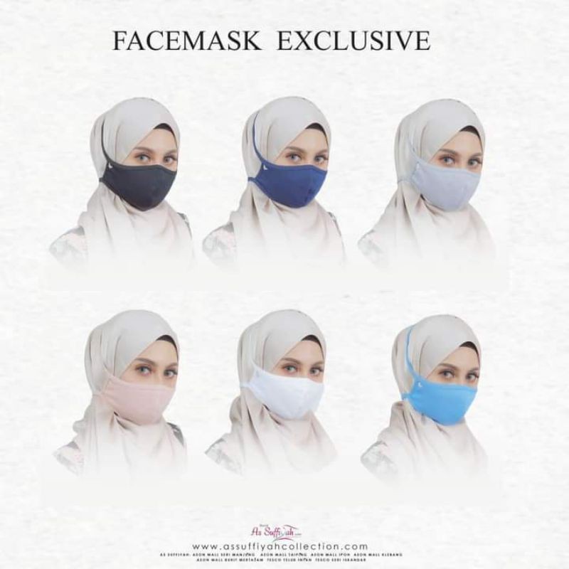 FACEMASK MUSLIMAH BUTTERFLY/ FACEMASK TALI / FACEMASK WASHABLE ...