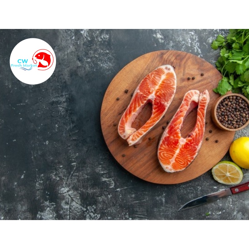 Chile salmon steak with tail 智利三文鱼 4-5pcs (Premium Quality) 950gm-1kg ...