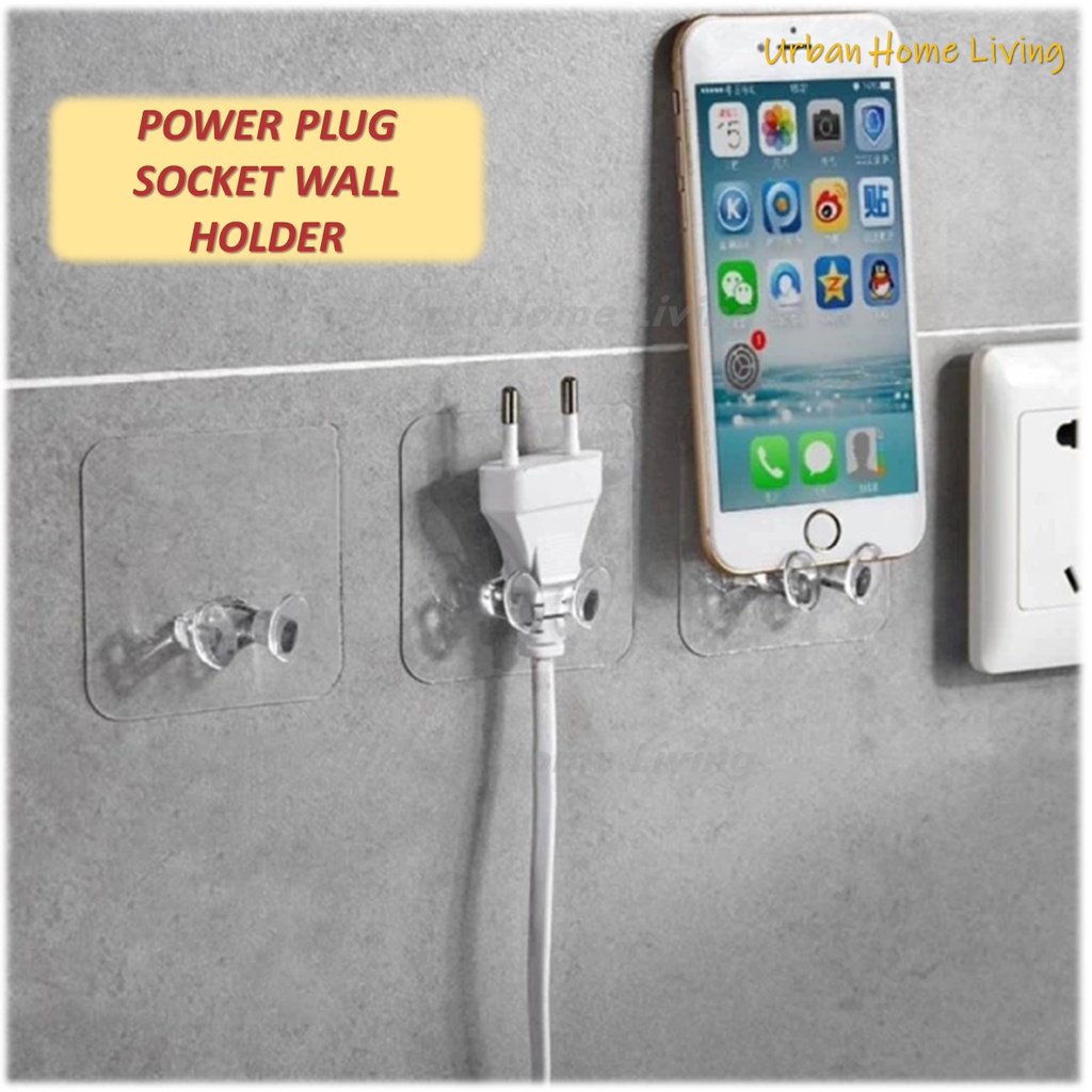 Plug Socket USB Cable Charger Wall Holder Hanger Hook Pemegang Soket ...