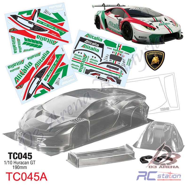 Team C Body Shell 1/10 Clear Body TC045 Huracan GT (Width 190mm ...