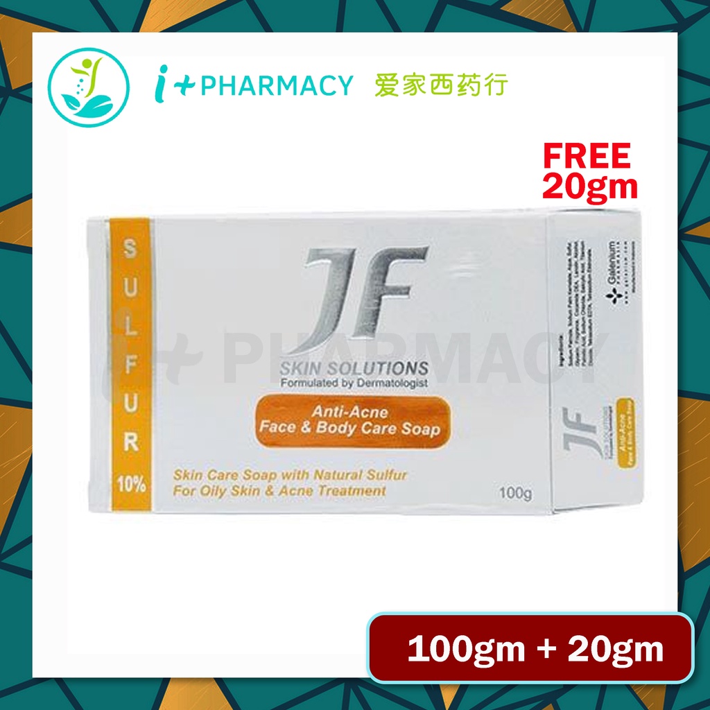 JF Sulfur 10% Skin Solution Anti-Acne Face & Body Soap 100g FREE Travel ...
