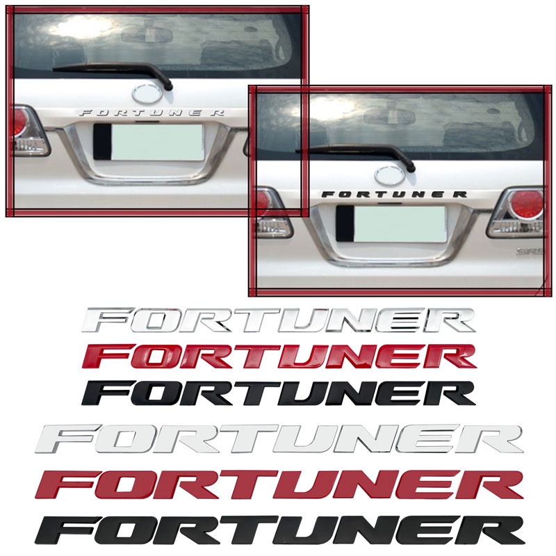 For Fortuner Car ACCESSORIES 3D car Sticker Letters Hood Emblem Chrome ...