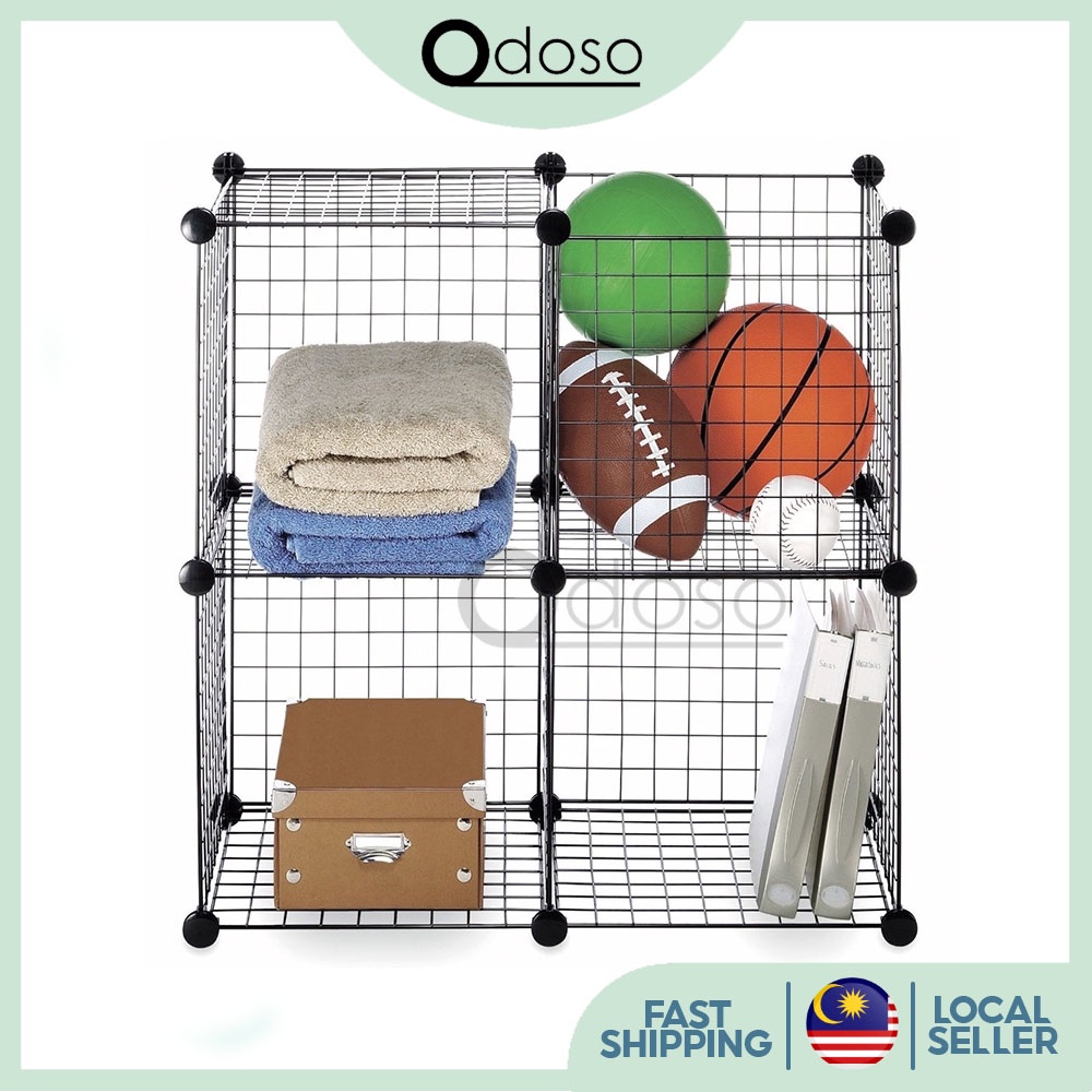 Set of 4 Wired Mesh Storage Cube- Black | Shopee Malaysia