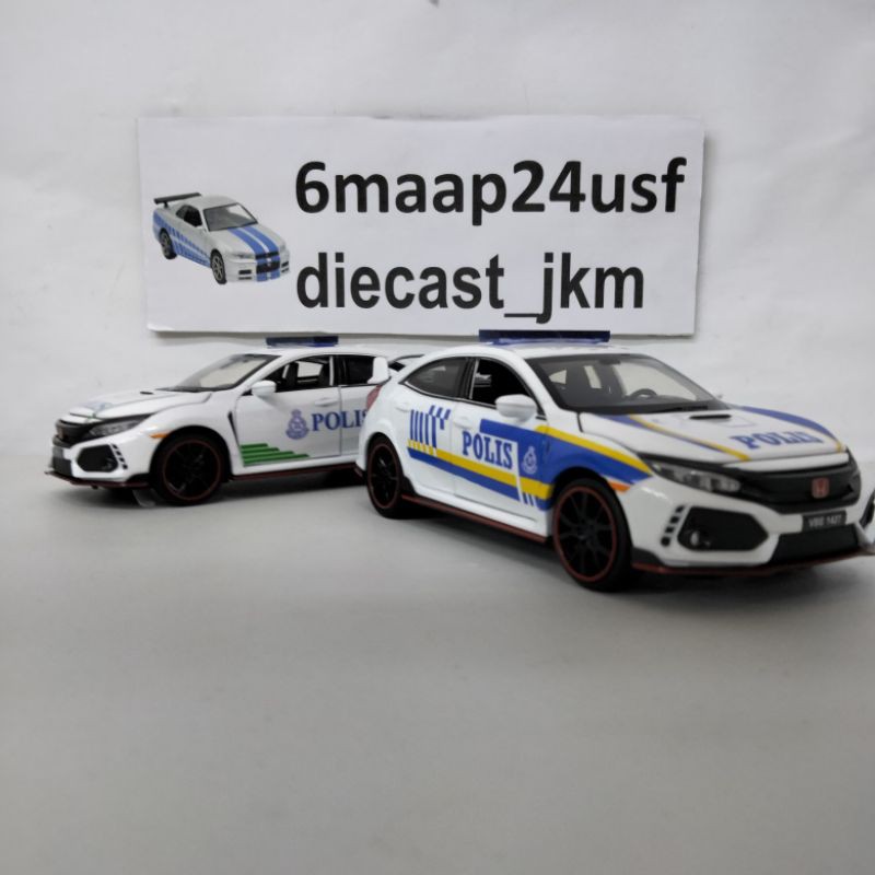 honda civic type r polis pdrm Malaysia fk8 die cast car scale 1:32 ...