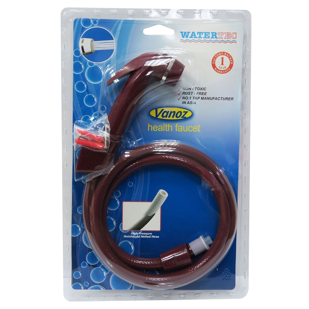 Watertec Vanoz Hand Bidet Set Health Faucet Hose Toilet Maroon Burgundy ...