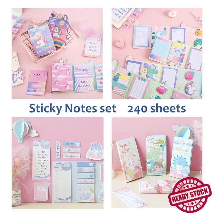 Sticky Notes Set Notepad Memo Pad Bookmark Index Sticker Journal School ...