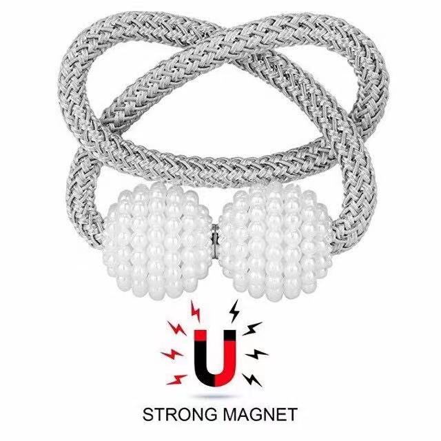 NS* Magnetic Curtain Tiebacks Modern Pearl Magnetic Tie Backs Rope ...