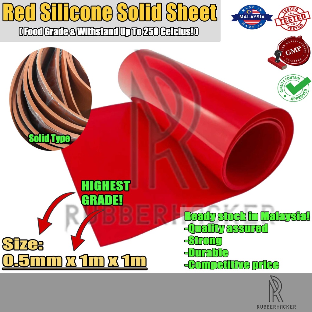 RED Silicone Rubber Solid Sheet, food grade, FDA Approved, transparent ...
