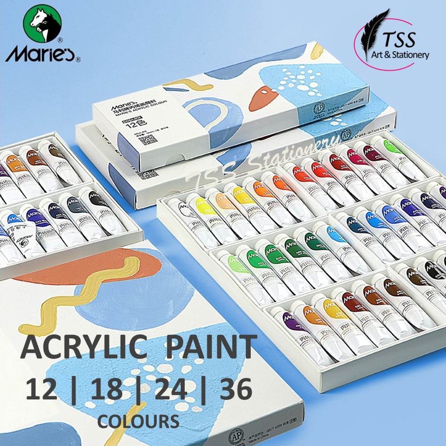 MARIE'S 12/18/24/36 Acrylic Colour Paint 12ml Set - Student Acrylic ...