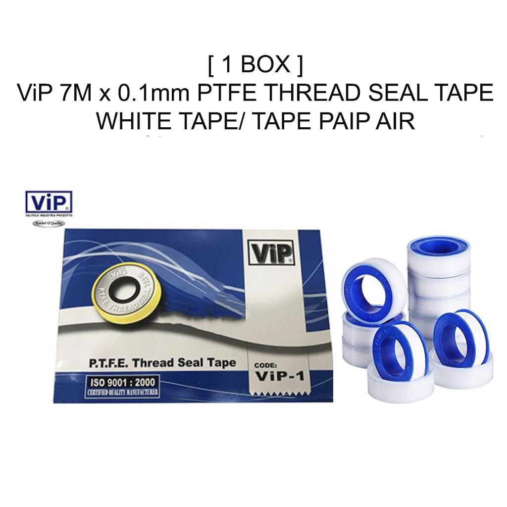 [ 1 BOX ] ViP 7M x 0.1mm PTFE THREAD SEAL TAPE/ WHITE TAPE/ TAPE PAIP ...