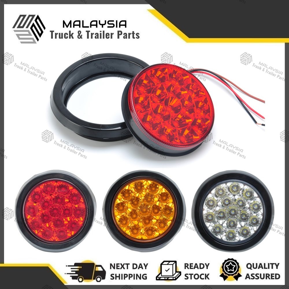 UNIVERSAL ROUND LED 24V TAIL LAMP BRAKE SIGNAL STOP LIGHT TRUCK TRAILER ...