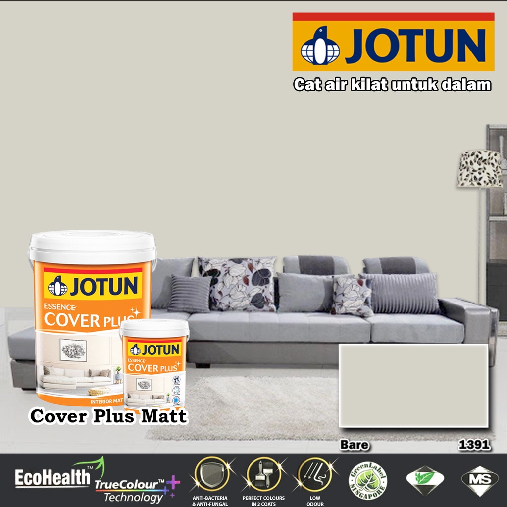 JOTUN ESSENCE COVER PLUS INTERIOR MATT 5 Liter Early Rain 0486 / Timeless 1024 / Bare 1391 ...