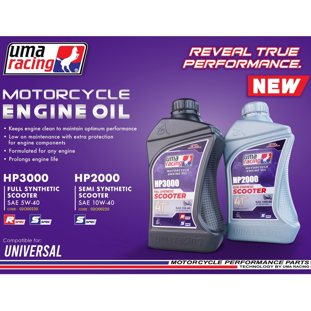 UMA RACING SCOOTER ENGINE OIL 4T OIL 10W40 5W40 SEMI FULLY SYNTHETIC ...