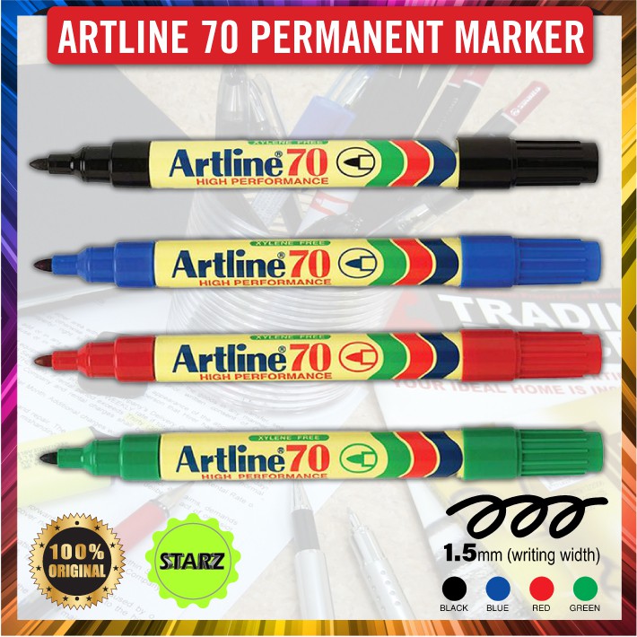 Artline 70 PERMANENT Marker | 1.5mm line width - Black / Blue / Red ...