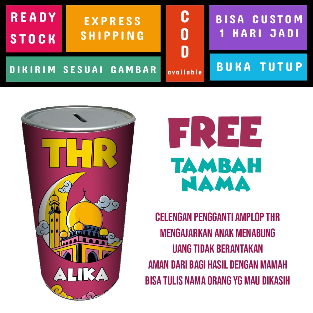 Ryani - Unique Character Tin Piggy Bank Souvenir Gift Open Close Eid ...