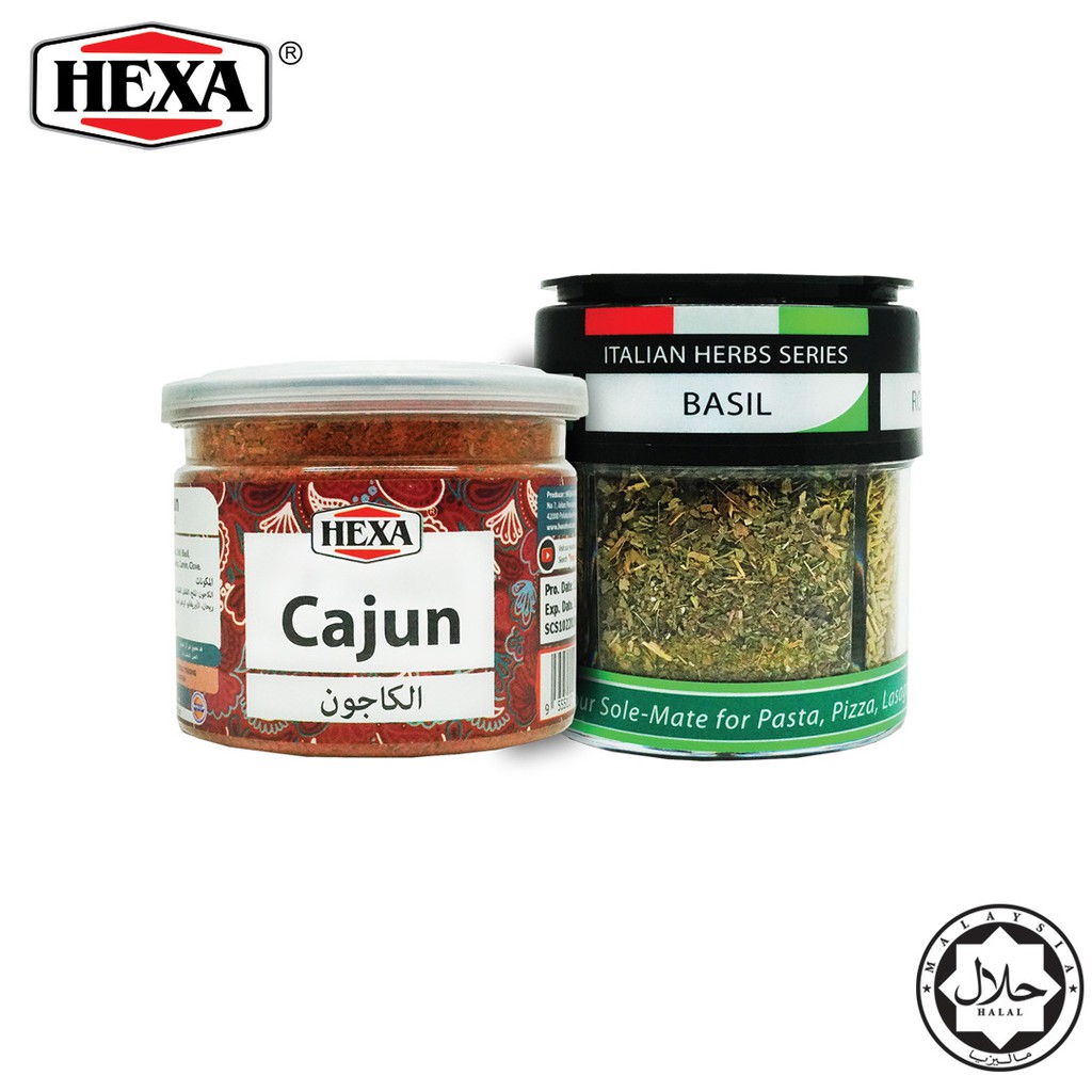 HEXA HALAL Cajun Spice 85gm and 4 In 1 Italian Dried Herbs Dried Basil ...