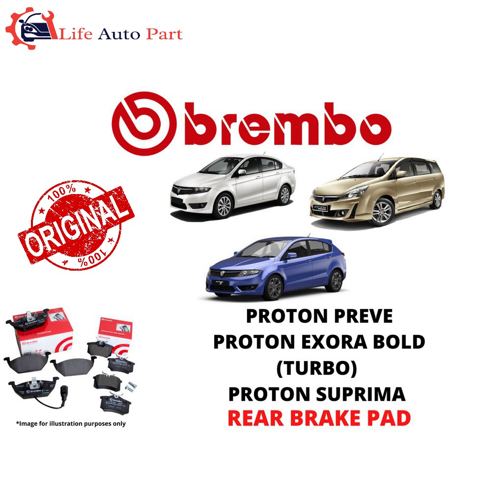 ORIGINAL BREMBO REAR BRAKE PAD PROTON EXORA BOLD PREVE SUPRIMA S ...