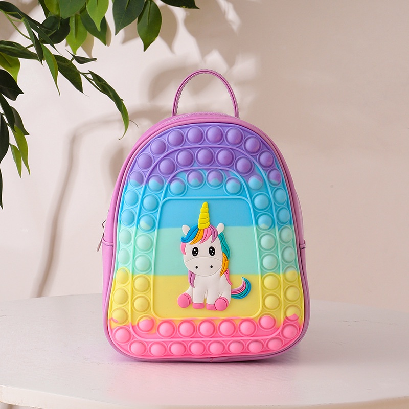 Large Unicorn Backpack Pop It Fidget Toy Girls Wallet Pop It Bag Kids ...