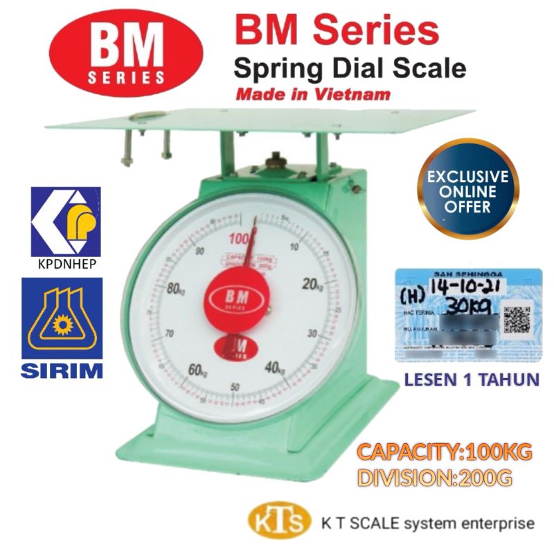 (SIRIM PATTERN APPROVAL)Timbang spring 100kg bm spring scale | Shopee ...