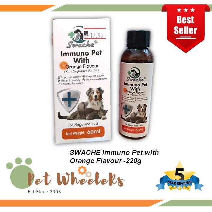 Swache Immuno Pet with Orange Flavor / Immune Booster Dog & Cat 60ml ...