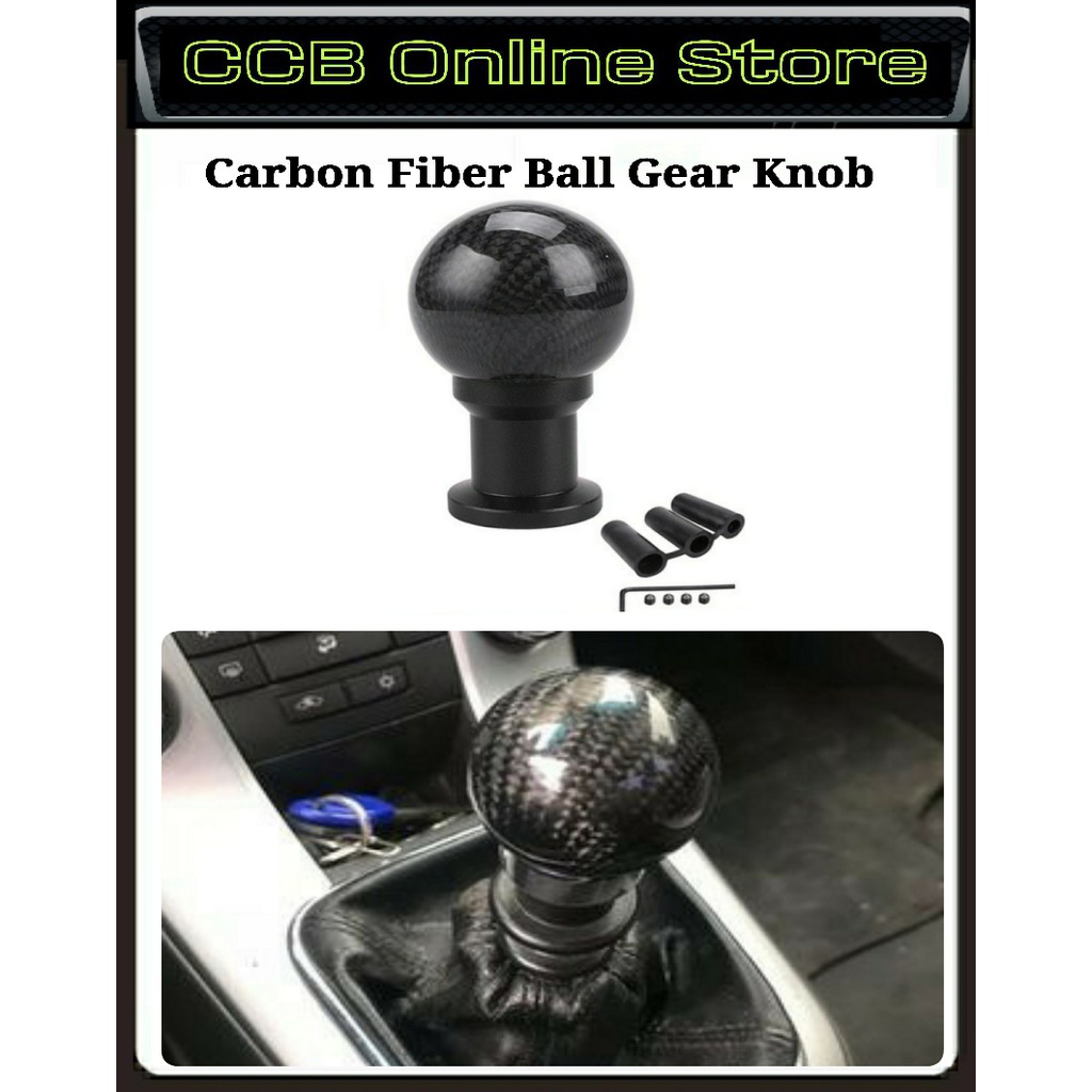 Universal Gear Shift Knob Manual/Automatic Car Real Carbon Fiber Ball ...