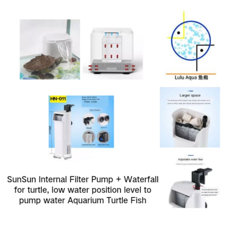 SunSun Internal Filter Pump + Waterfall for turtle, low water position ...