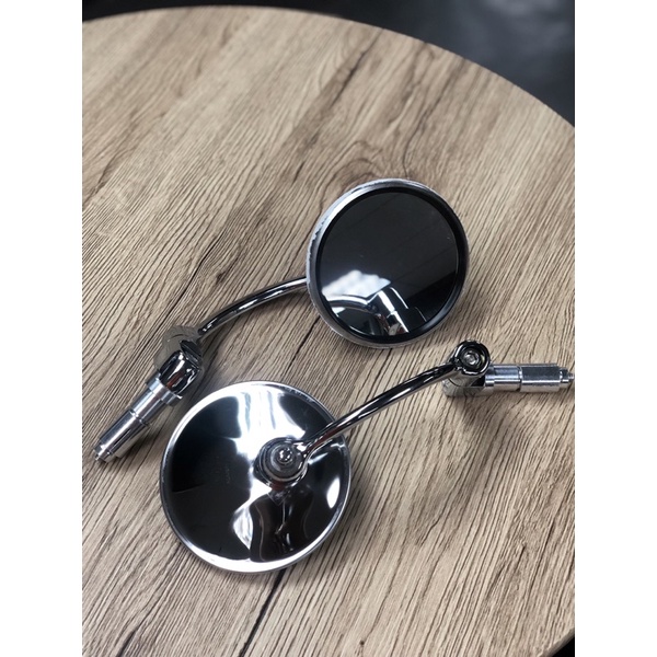 Chrome and rounded Bar end /handlebar side mirror for scooter/cafe ...