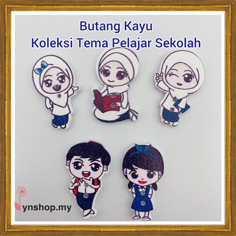 🔥8 or 20pcs🔥Butang Kayu Koleksi Pelajar Sekolah /2 Hole Wood Button ...