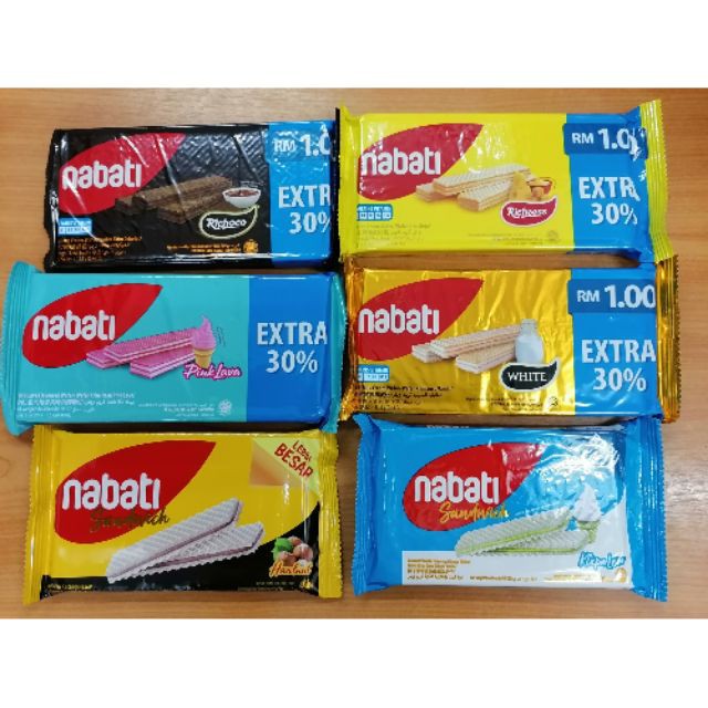 58.5g/50g x 10pcs Nabati Wafer [Richeese Cheese/Richoco Chocolate/Vanilla Milk/Pink Lava ...