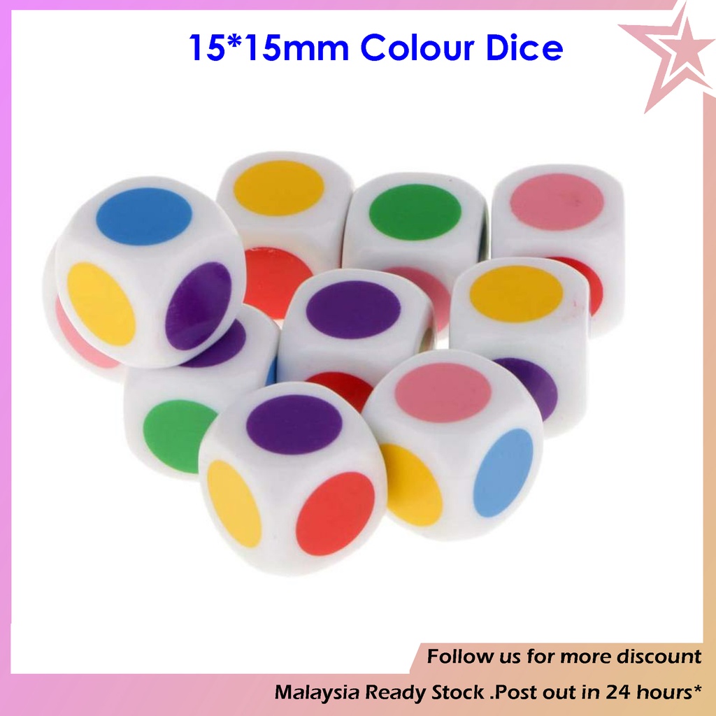 Ready Stock 15mm White Dice Colour Dice Game Playing 1pc颜色骰子1颗 | Shopee ...
