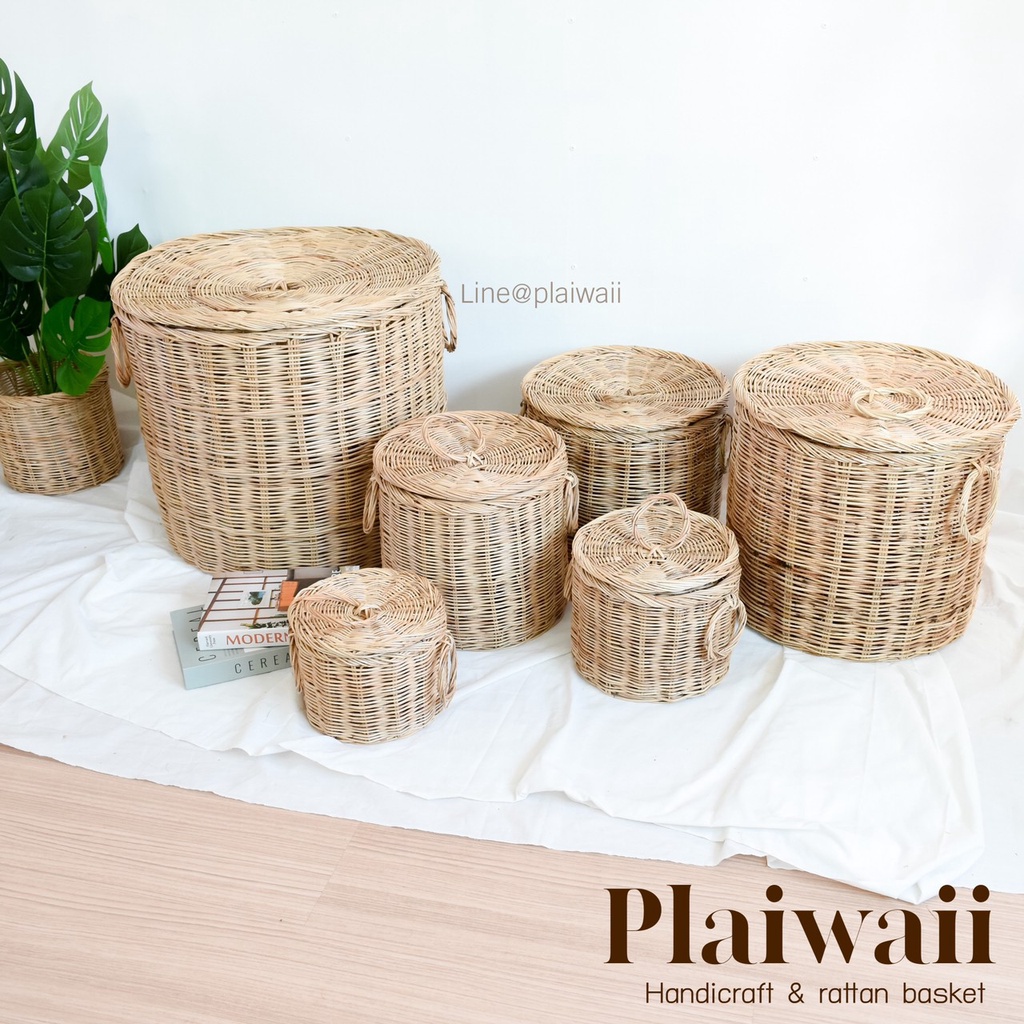 Ninja Bucket Basket Rattan With Round Lid Laundry | Shopee Malaysia