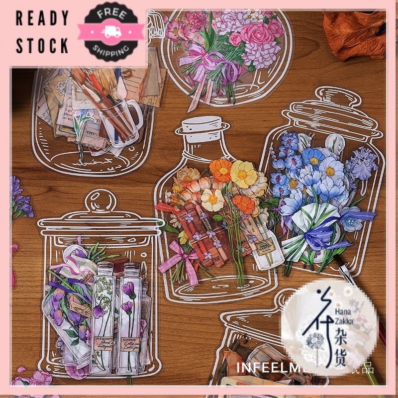 Infeel Me Floral Bottle Series PET Stickers Journal Deco 诗酒花梦茶系列手帐素材贴 ...
