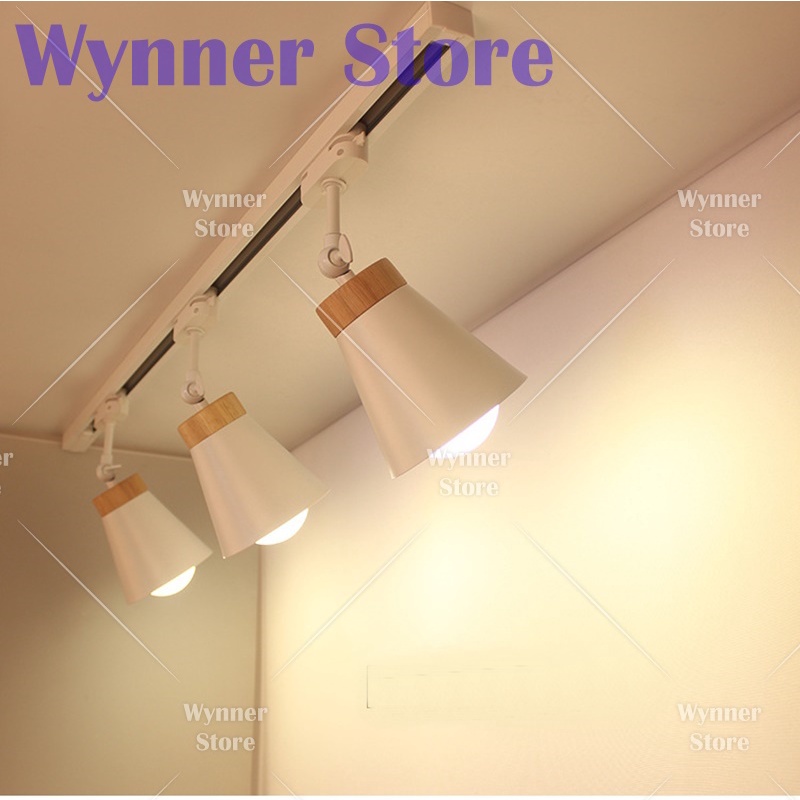 Set of 4 [1 Meter Track Rail with 3 x Track Light] with E27 Led Bulb ...