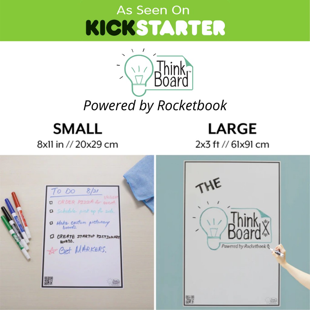 Think Board X - Smart Whiteboard Film Powered by Rocketbook Technology (2 Sizes Available ...