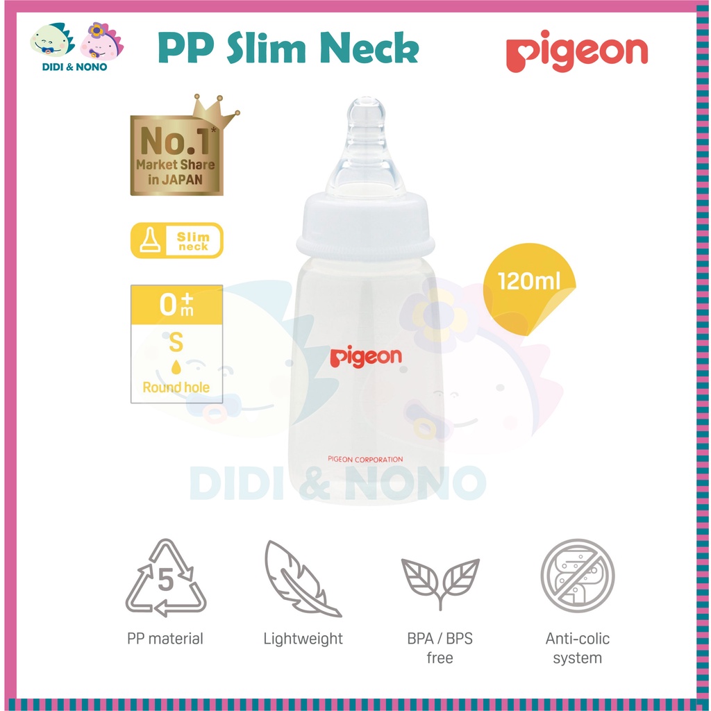 PIGEON Slim Neck PP Bottle Botol Susu Pigeon PP 120ml / 4oz | Shopee ...