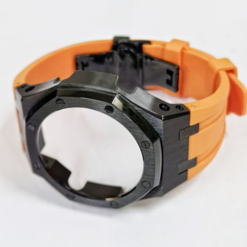 GA-2100 CUSTOM BEZEL & BAND.STEEL BEZEL + PU RUBBER BAND..BUTTERFLY ...